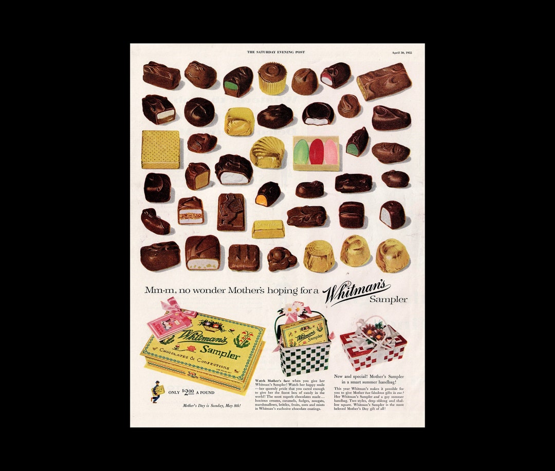 1955 Whitman's Chocolate Candy Sampler Magazine Ad - Etsy