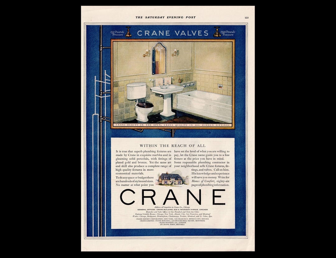 1927 Crane Bathroom Plumbing Magazine Ad - Etsy