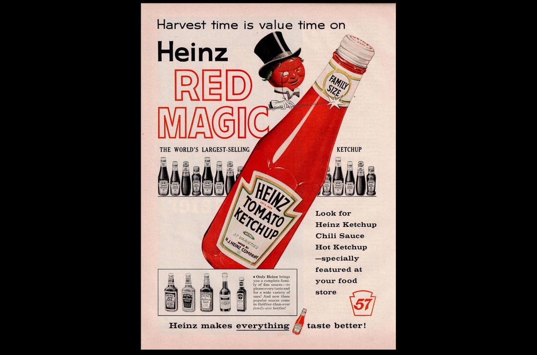 1960 Heinz Tomato Ketchup "red Magic" Magazine Ad - Etsy