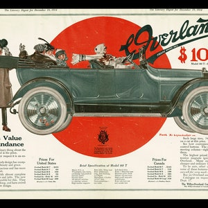 1914 Frank X Leyendecker Overland Model 80 T RARE Magazine Ad, Antique ...