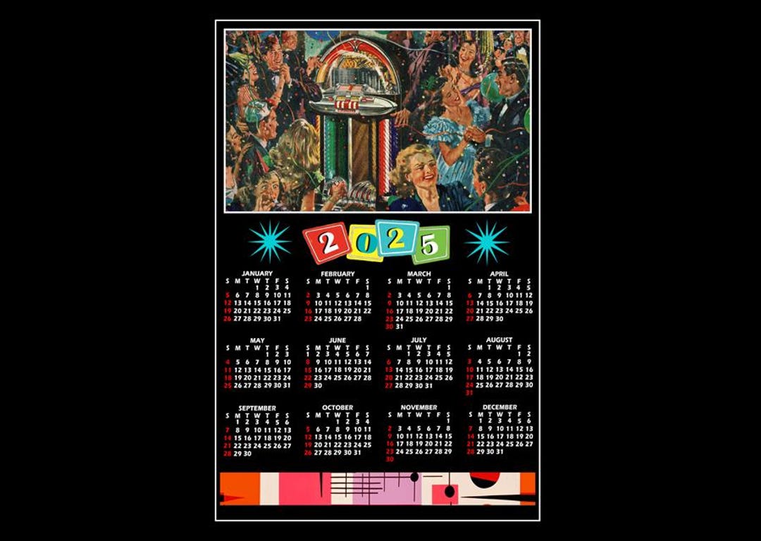 1940s Wurlitzer Jukebox Illustration Art 2025 ONE PAGE 11x17 Wall Calendar Poster - Etsy
