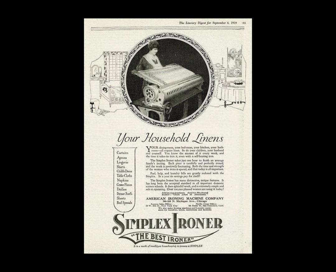 1919 Simplex Ironer Laundry Room Magazine Ad, American Ironing Machine ...