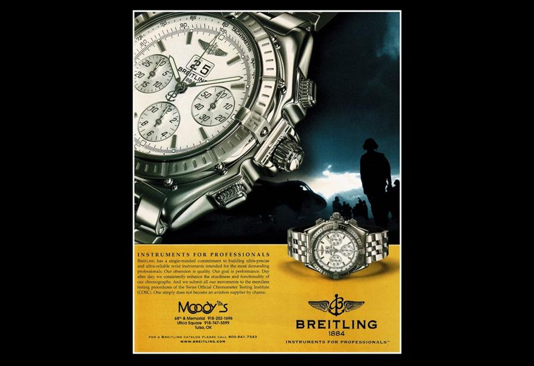 2000s Breitling Chronograph Watch Original Magazine Ad, Navitimer ...