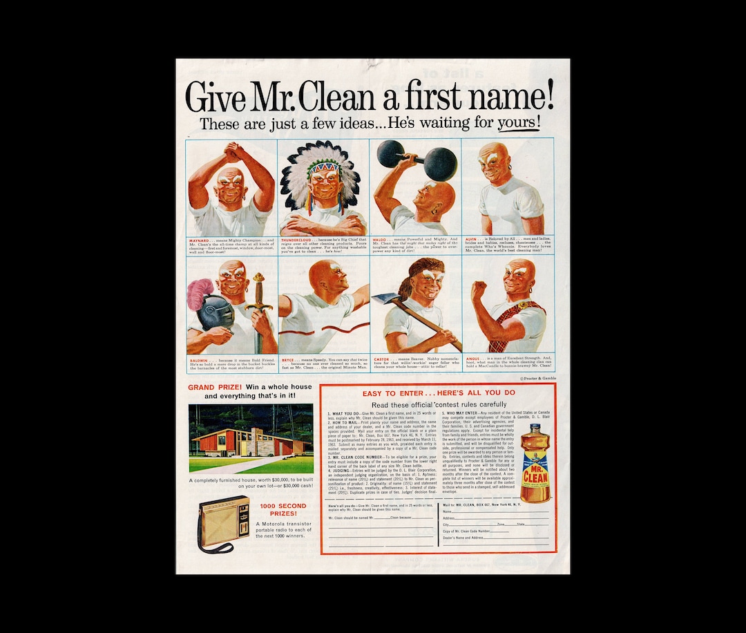 1962 Mr. Clean give Mr. Clean A First Name - Etsy