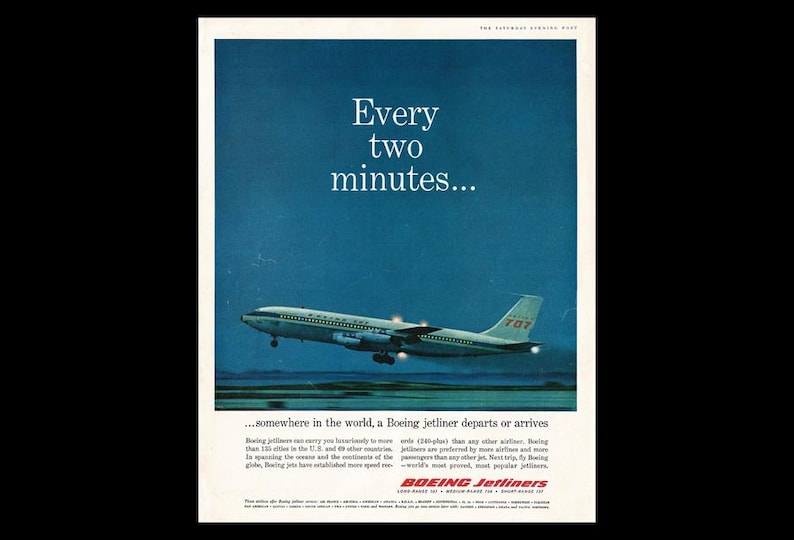 1961 Boeing 707 Jetliner Aviation Travel Original Magazine Ad - Etsy
