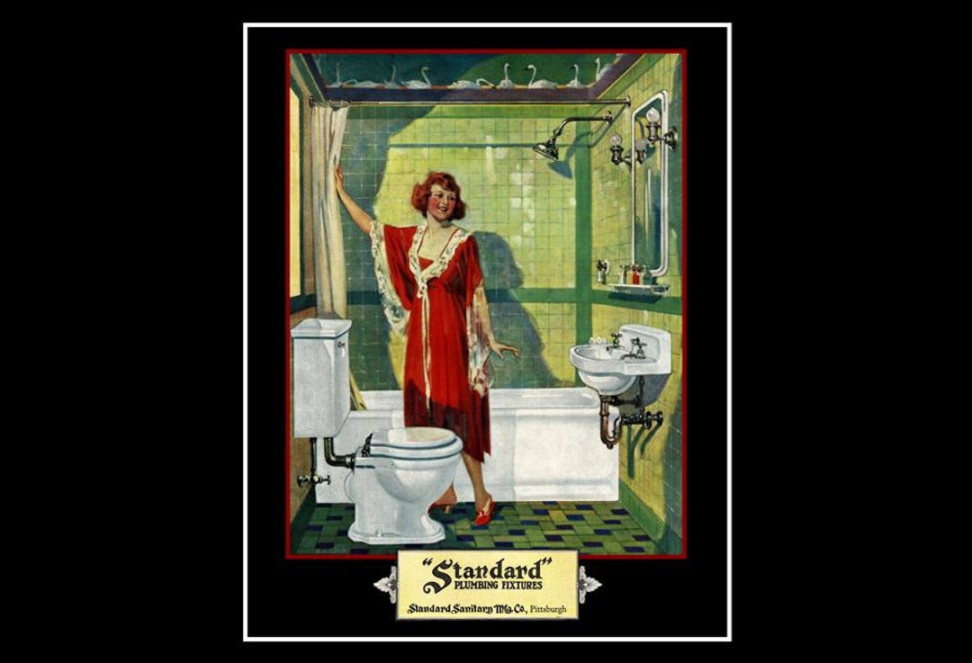 1920s Standard Plumbing Fixtures Retro Poster Art Print, Bathroom Decor ...