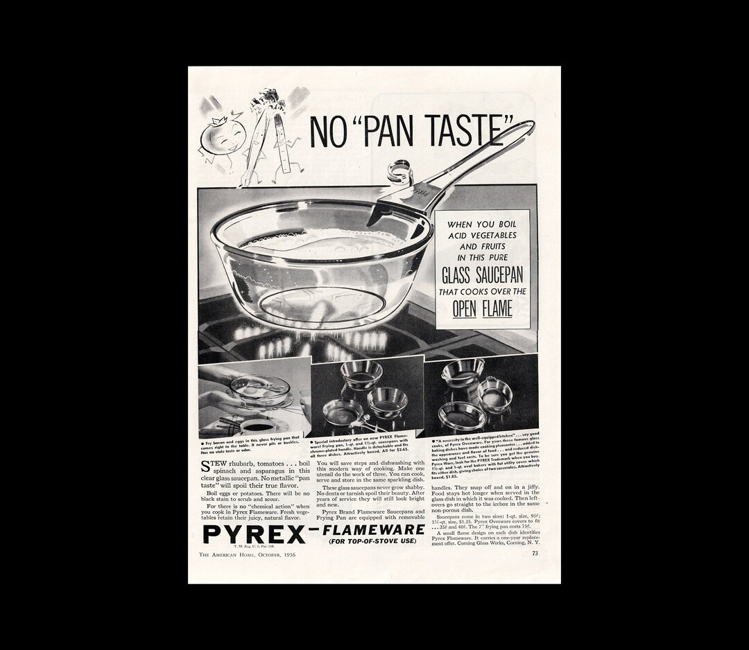 1936 Pyrex Ware Flameware Ovenware Magazine Ad - Etsy