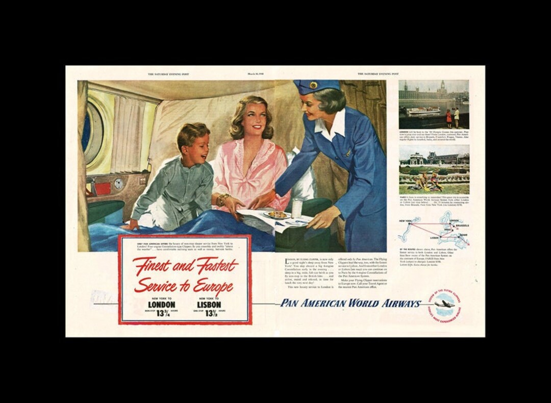 1948 Pan Am Airlines Magazine Ad, Pan American Air Lines - Etsy