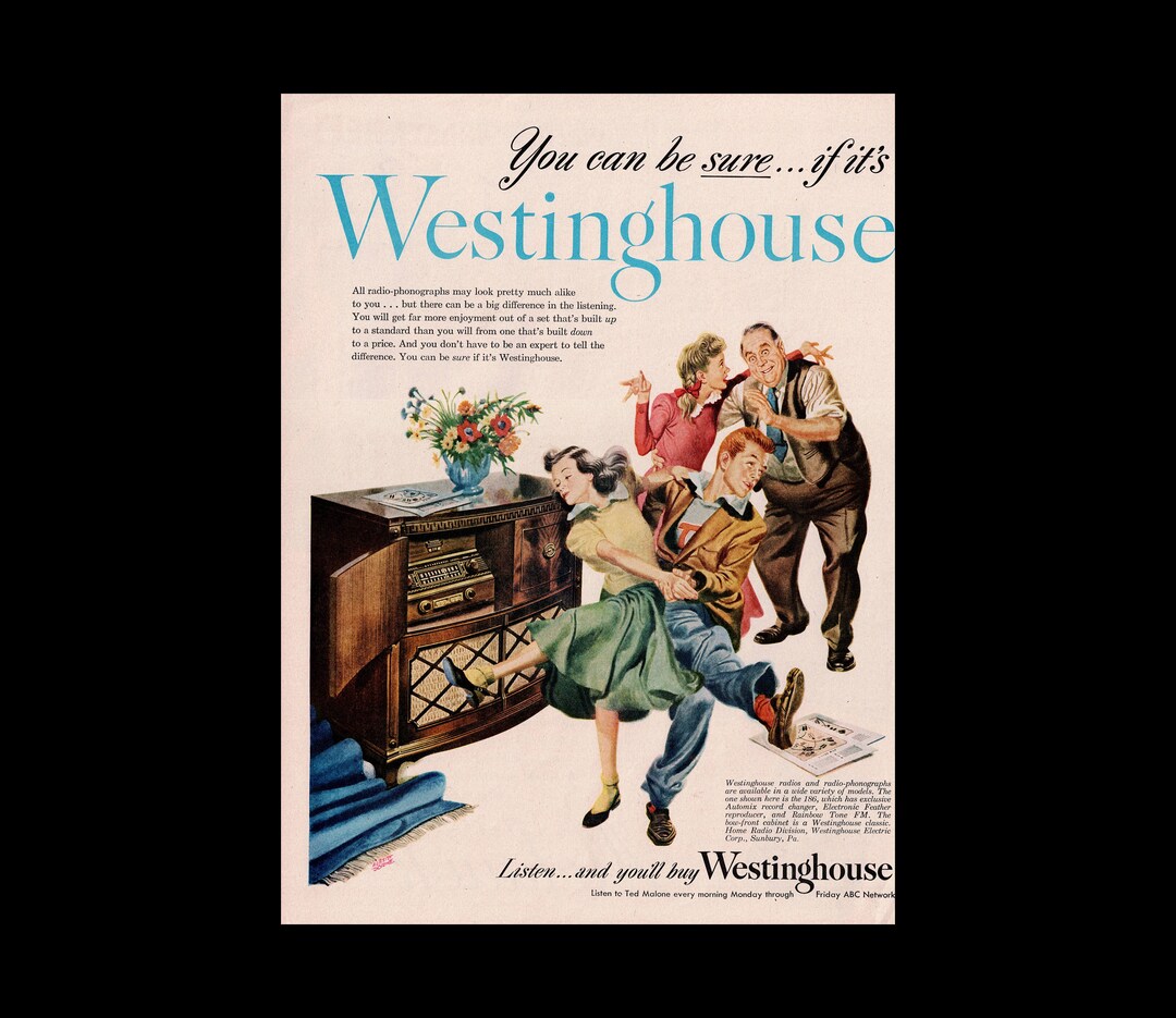 Retro 1948 Westinghouse Radio Dancing Magazine Ad - Etsy
