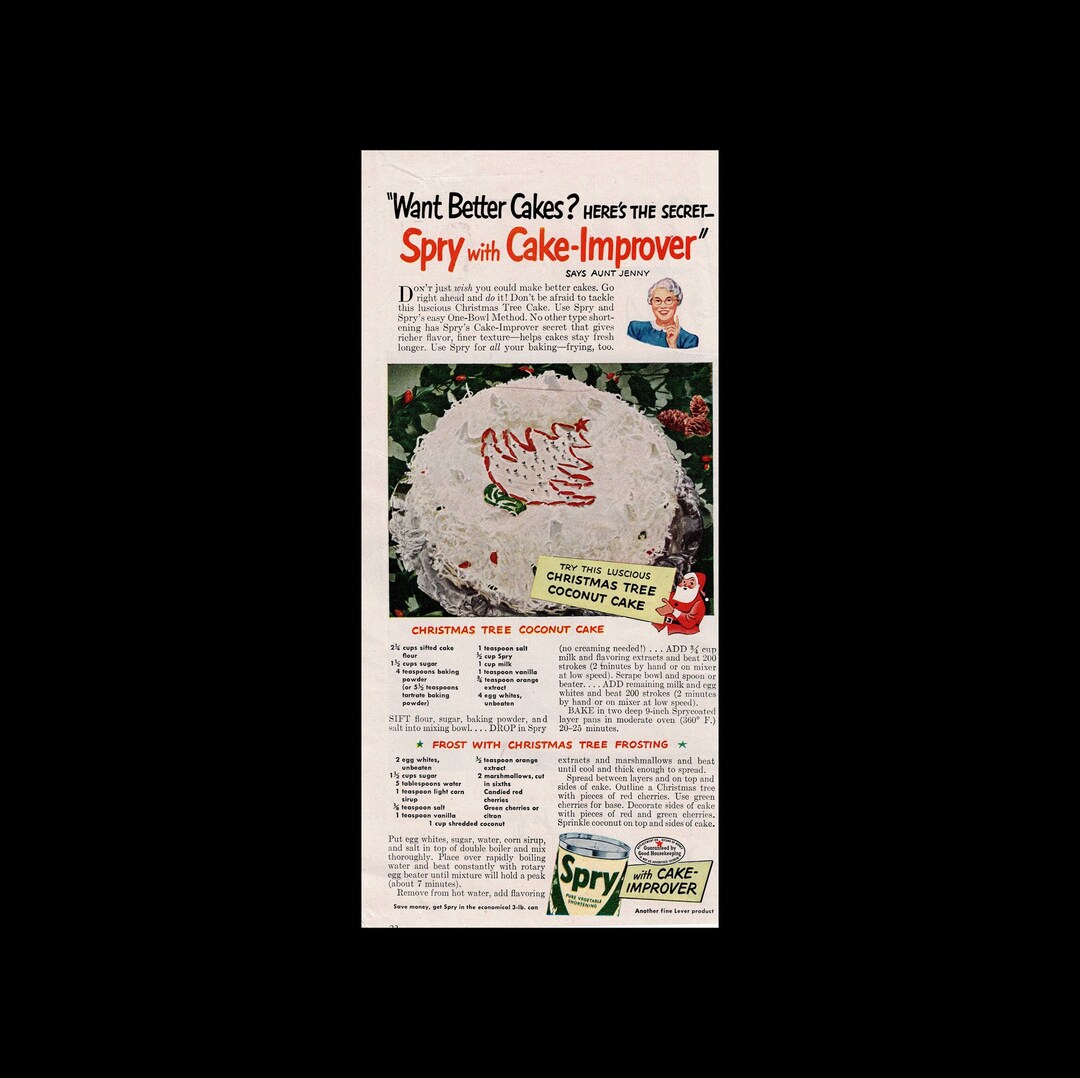 1948 Spry Shortening Christmas Recipes Magazine Ad - Etsy