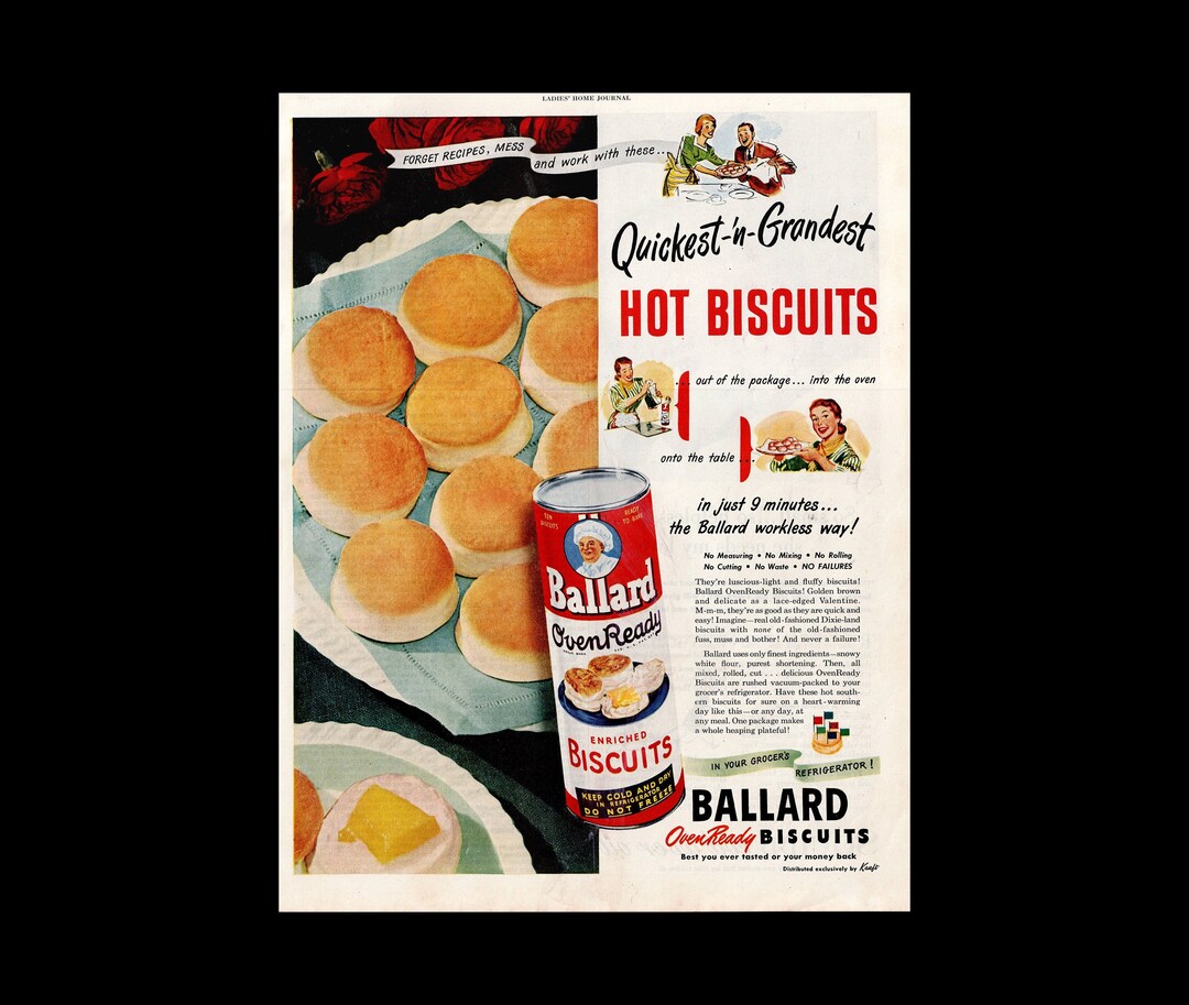 1949 Ballard Oven Ready Biscuits Magazine Ad - Etsy
