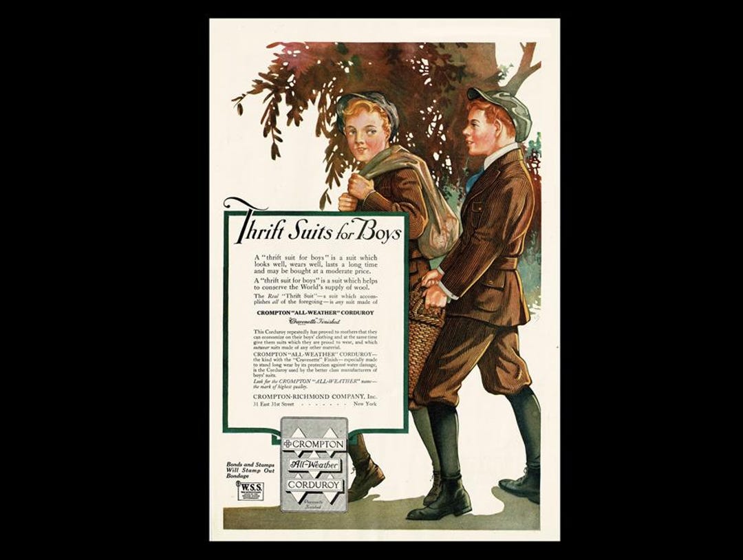 1918 Crompton Suits for Boys Magazine Ad, Boys Kids Children Fashion ...