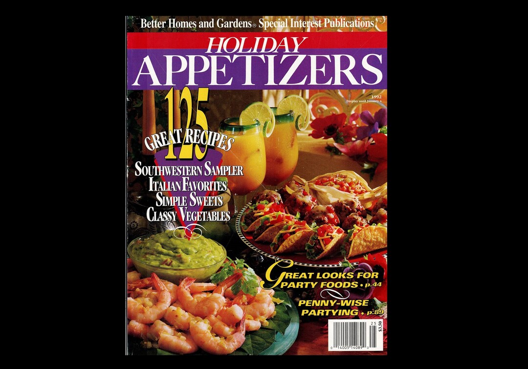 RARE 1992 Better Homes and Gardens Holiday Appetizers Magazine Cookbook ...