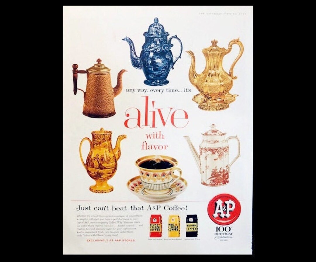 1959 A&P Eight O'clock Coffee Magazine Ad Antique - Etsy