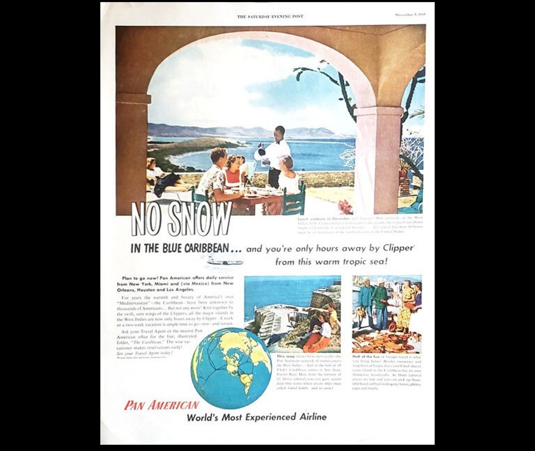 1949 Pan American Clipper Caribbean Magazine Ad - Etsy