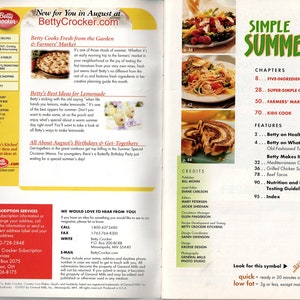 Betty Crocker Simple Summer Meals Cookbook Pamphlet/booklet - Etsy