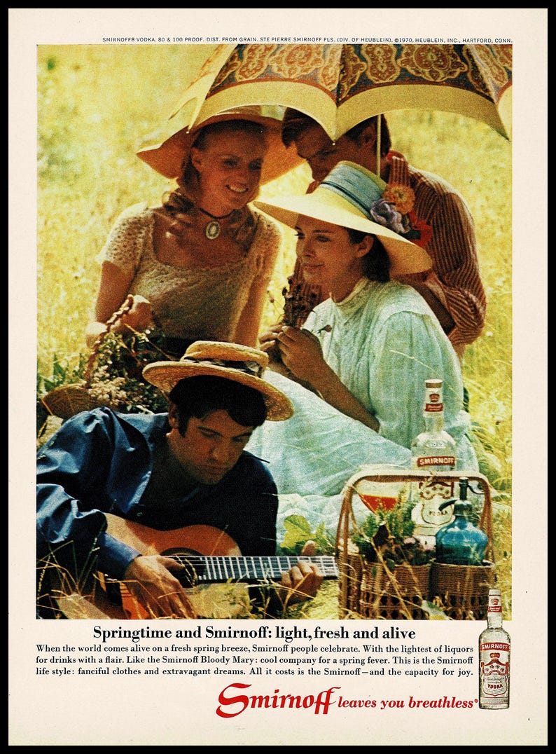 1970 Smirnoff Vodka "springtime" Original Magazine Ad - Etsy