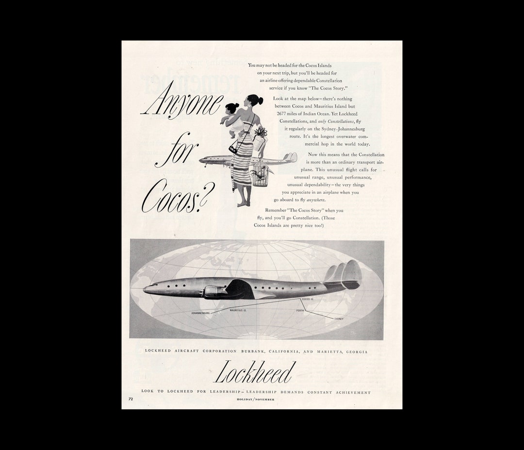 1952 Lockheed Constellations Aircraft Magazine Ad, Airline Aviation ...