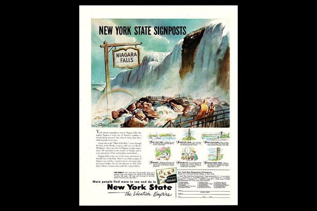 1953 New York State Tourism "niagara Falls" Retro Travel Magazine Ad - Etsy