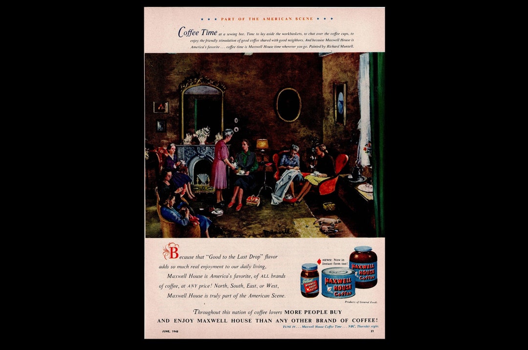 1948 Maxwell House Coffee Magazine Ad by Richard Munsell - Etsy