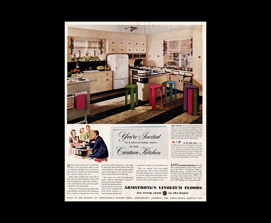 1940s Retro Kitchen Décor Magazine Ad Armstrong's - Etsy