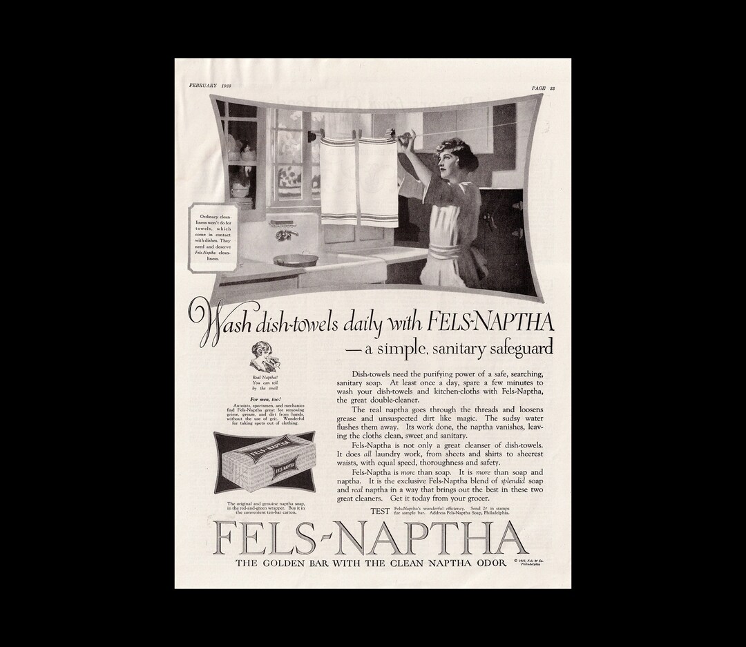 1923 Fels-naptha Laundry Soap Magazine Ad - Etsy