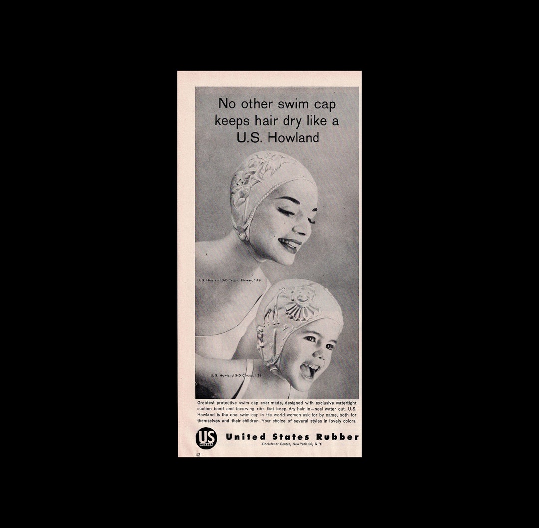 1958 United States Rubber U.S. Howland Swim Caps Magazine Ad - Etsy