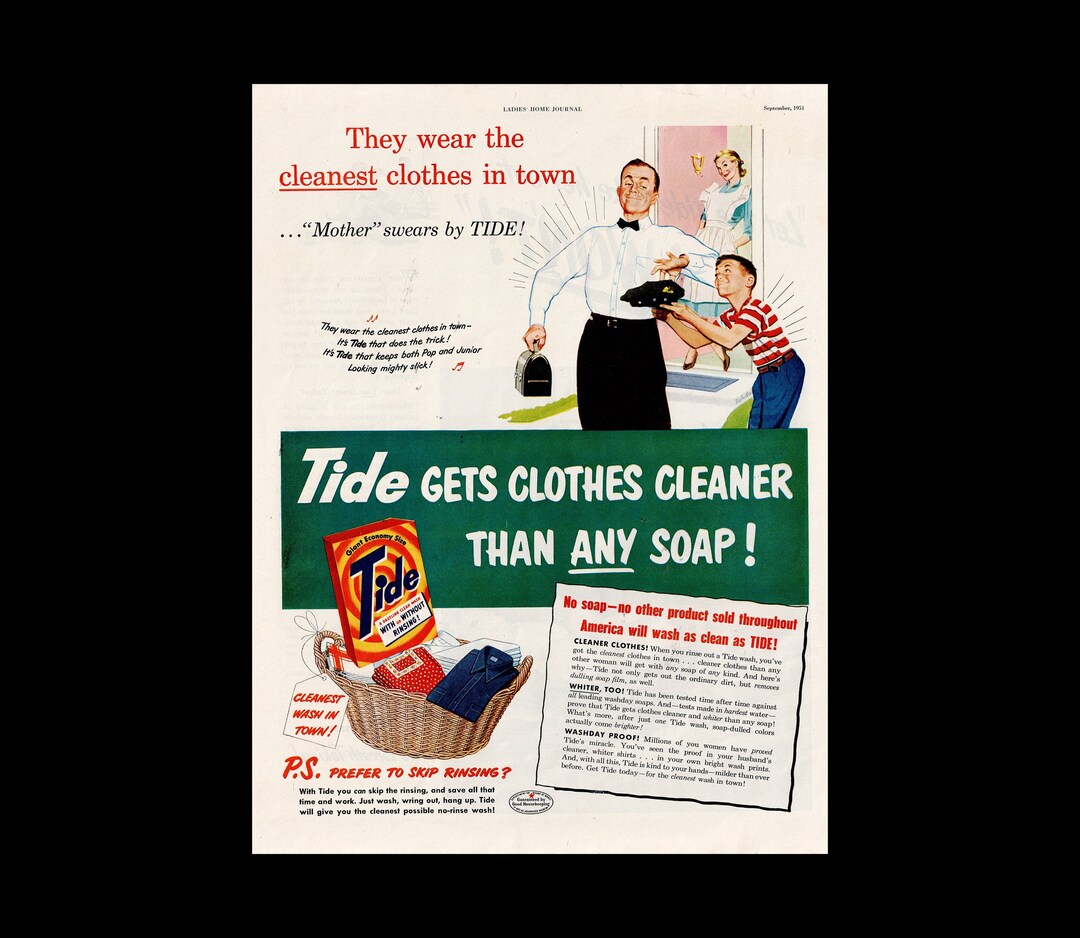 1951 Tide Proctor & Gamble Retro Magazine Ad - Etsy