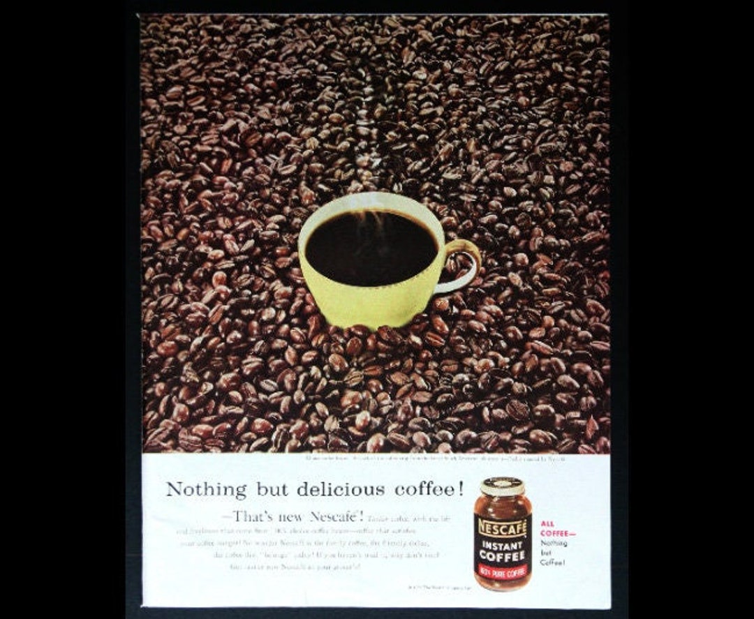 1955 Nescafé Coffee Magazine Ad Retro Kitchen Décor - Etsy