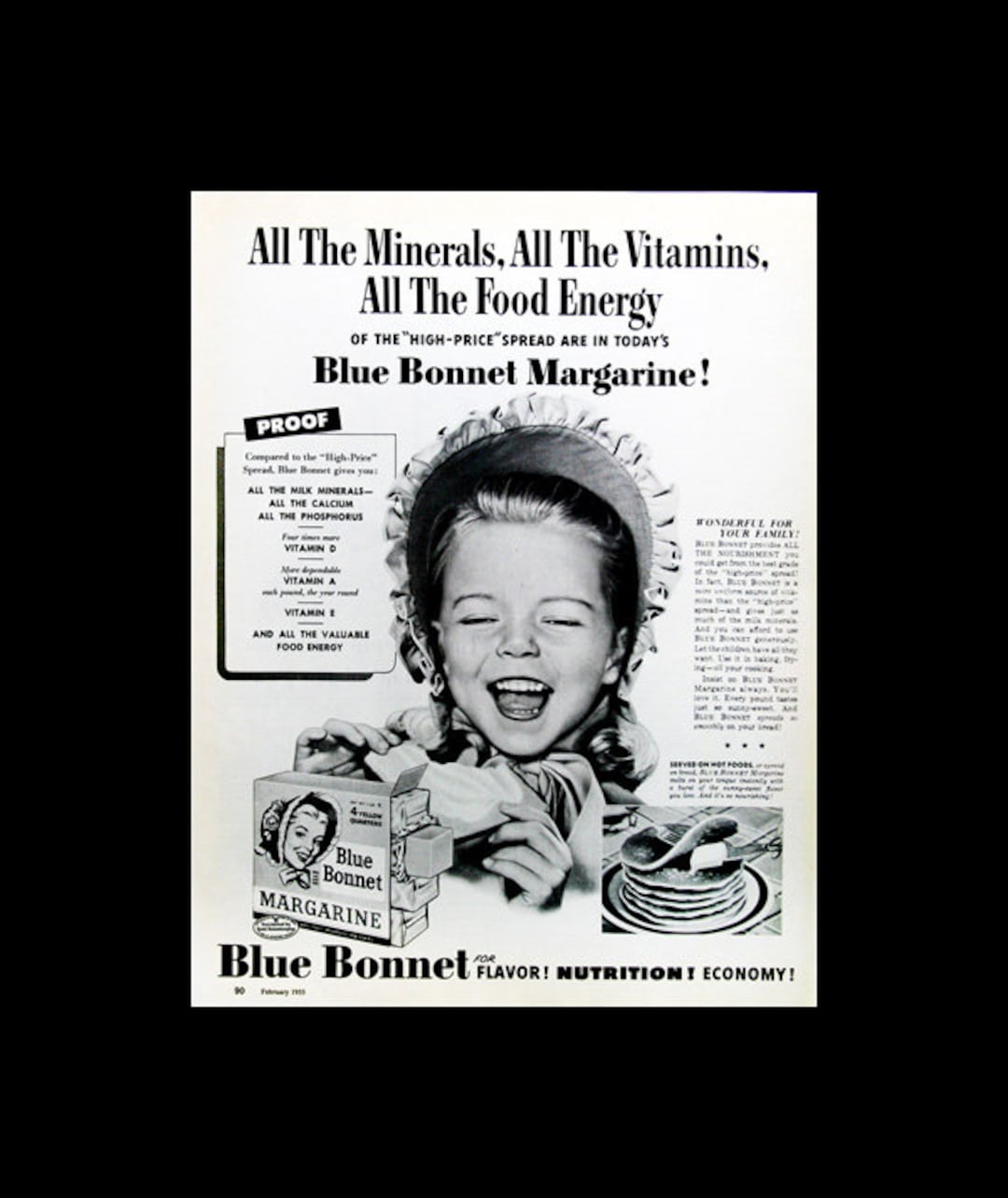 1955 Blue Bonnet Margarine Butter Magazine Advertisement - Etsy