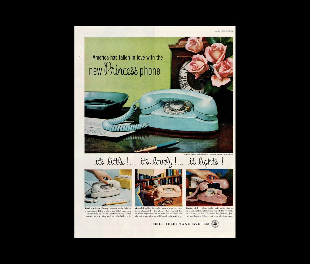 1960s Blue Princess Retro Bell Telephone Magazine Ad - Etsy
