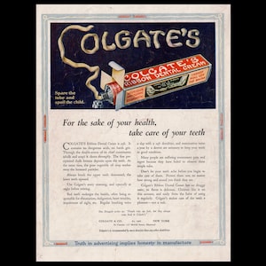 1921 Colgate's Ribbon Dental Cream Magazine Ad, Toothpaste Tooth Paste ...