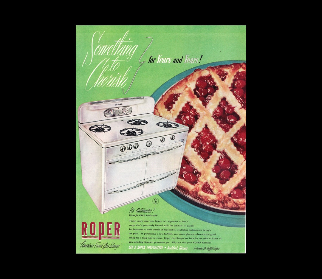 Retro 1951 Roper Gas Stove Appliances Magazine Ad, Cherry Pie - Etsy