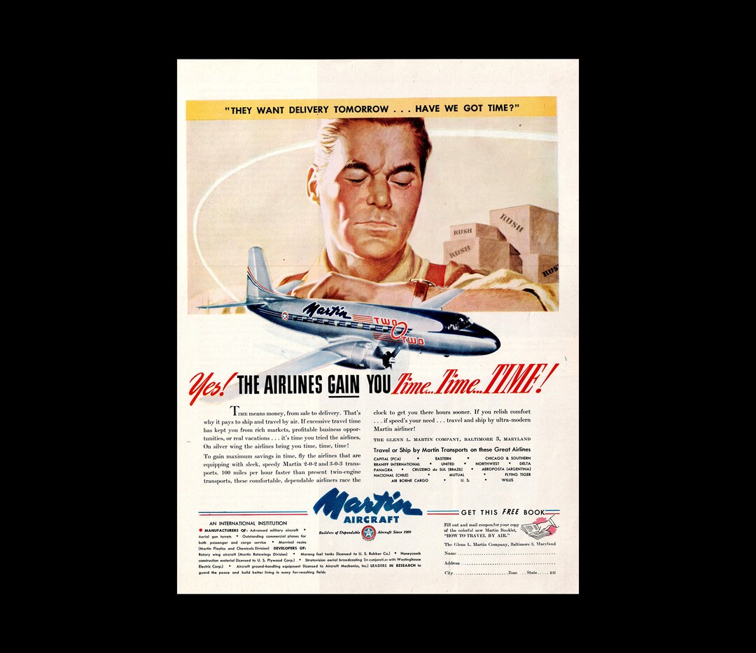 Original Retro 1940s Martin Aircraft Magazine Ad - Etsy
