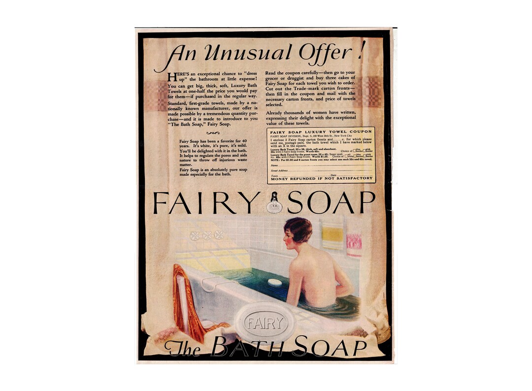 RARE 1920s Fairy Soap Beauty Magazine Ad, Bathroom Plumbing - Etsy