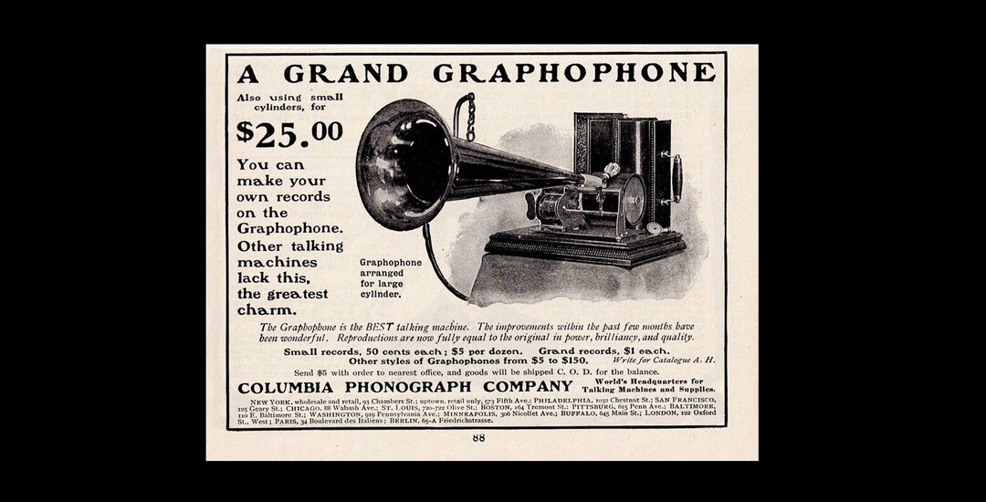 1901 Columbia Graphophone Company Magazine Ad - Etsy