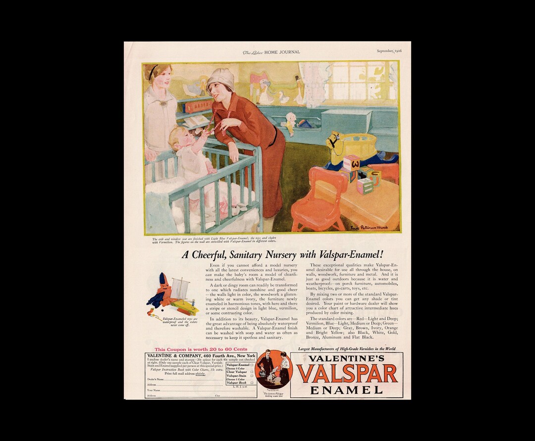 1926 Valspar Enamel Baby Nursery Magazine Ad, Paint Home Decorating - Etsy