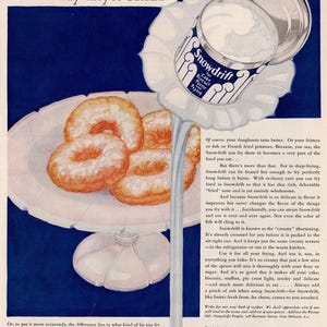 1929 Snowdrift Doughnut Magazine Print Ad, Recipe in Ad Wesson Oil ...