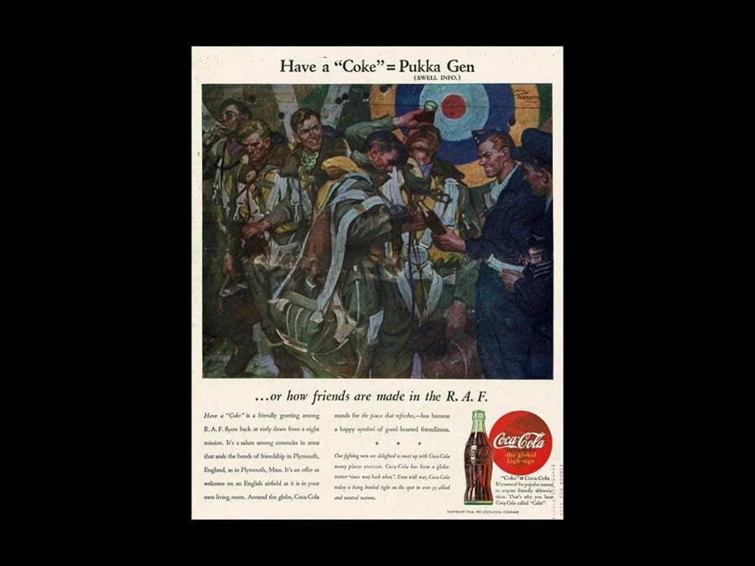 1944 Coca-cola Coke "r.a.f Flyers" Magazine Ad, WWII Military Wartime ...