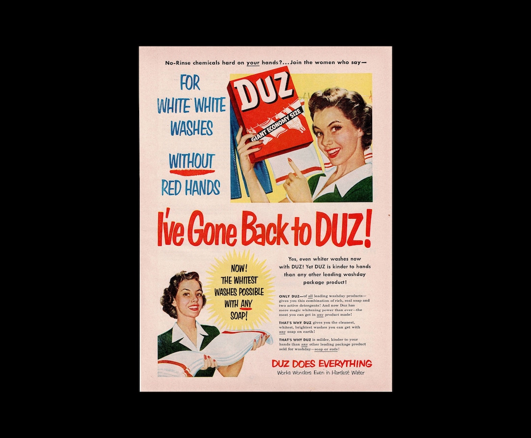 Retro 1951 Duz Detergent Magazine Ad - Etsy