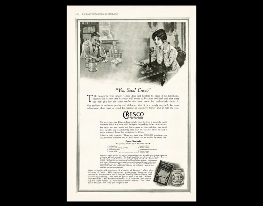 1916 Crisco Oyster Shortcake Magazine Ad, Odd Unusual Recipes - Etsy