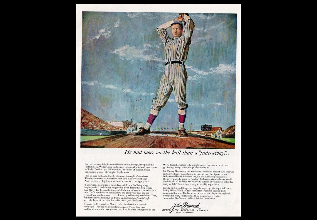 1958 Christopher Mathewson John Hancock Life Insurance Magazine Ad ...