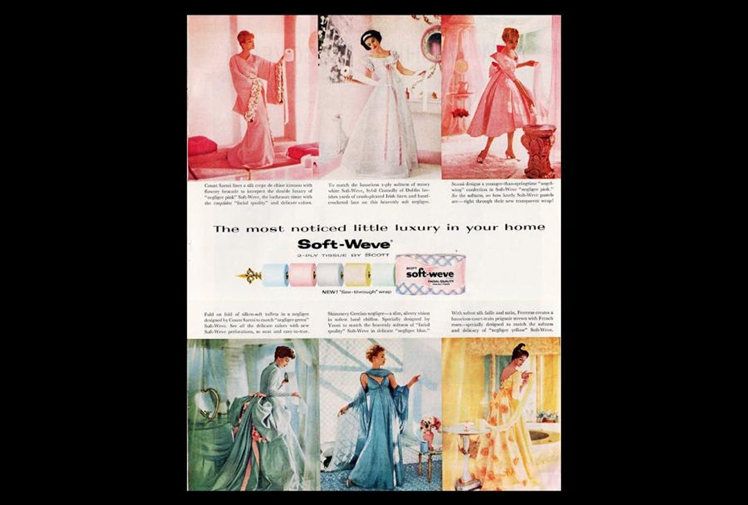 1959 Soft-weve Scott Tissue Paper, Rainbow of Negligees Famous 1950s ...
