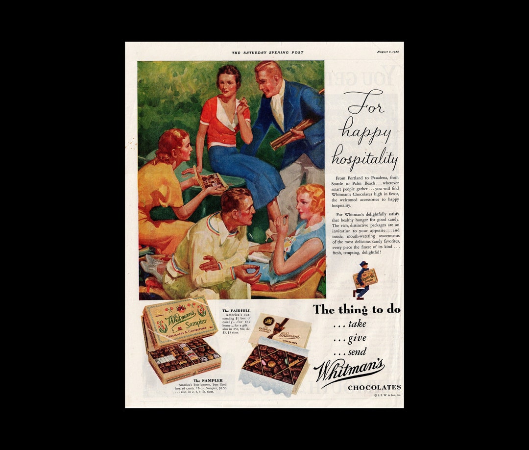 1935 Whitman's Sampler Candy Magazine Ad, Valentine's Day - Etsy