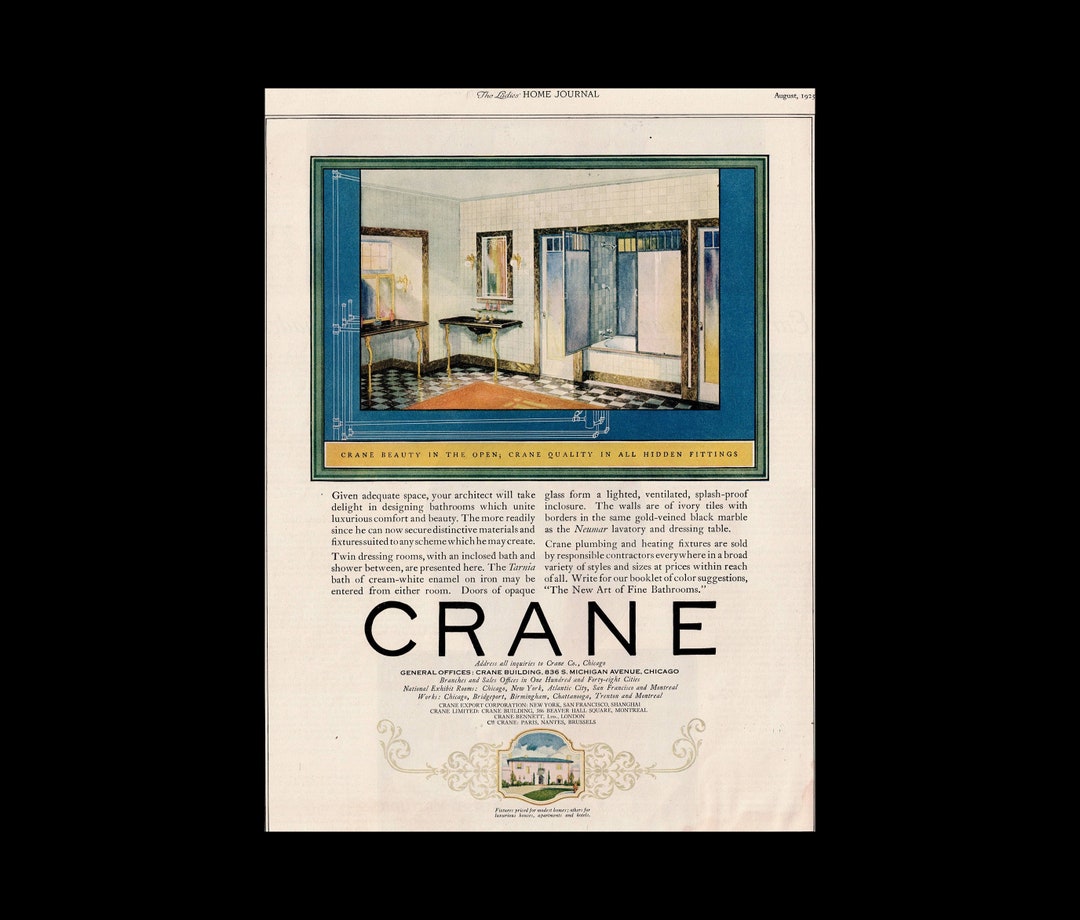 1925 Crane Bathroom Plumbing Magazine Ad - Etsy