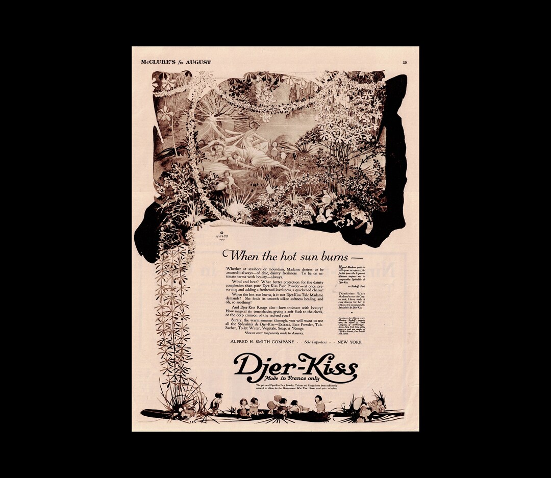 RARE 1919 Djer-kiss French Perfume Beauty Magazine Ad - Etsy