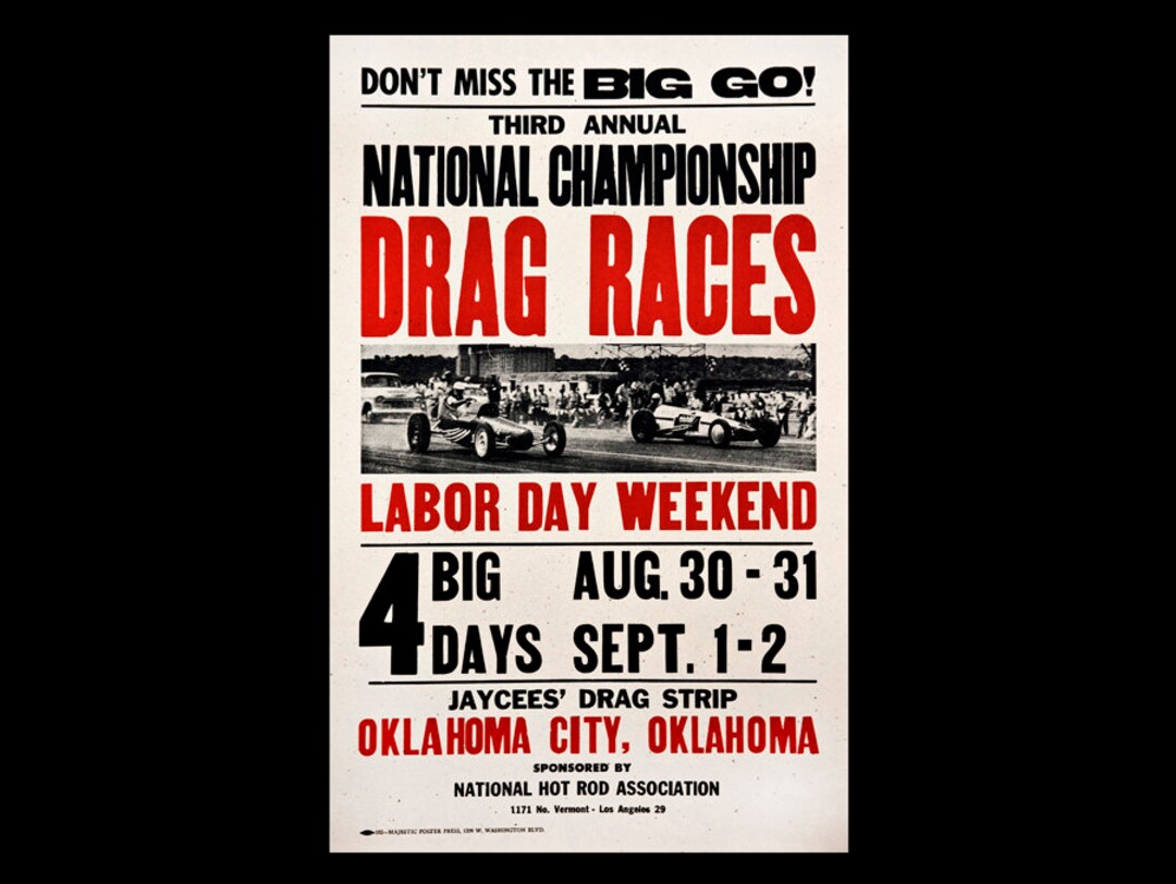 1957 Nationals Drag Racing Poster Print (reproduction) - Etsy