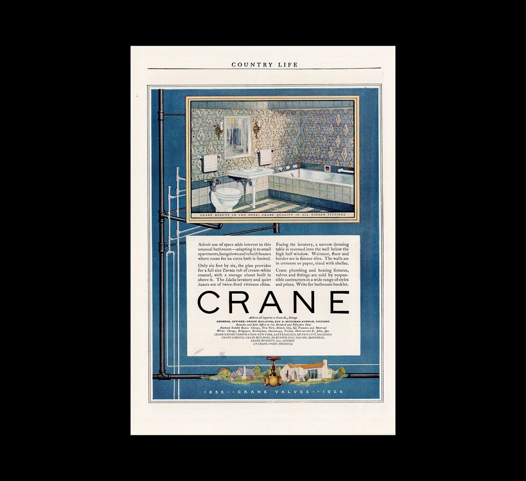 1927 Crane Bathroom Plumbing Magazine Ad - Etsy