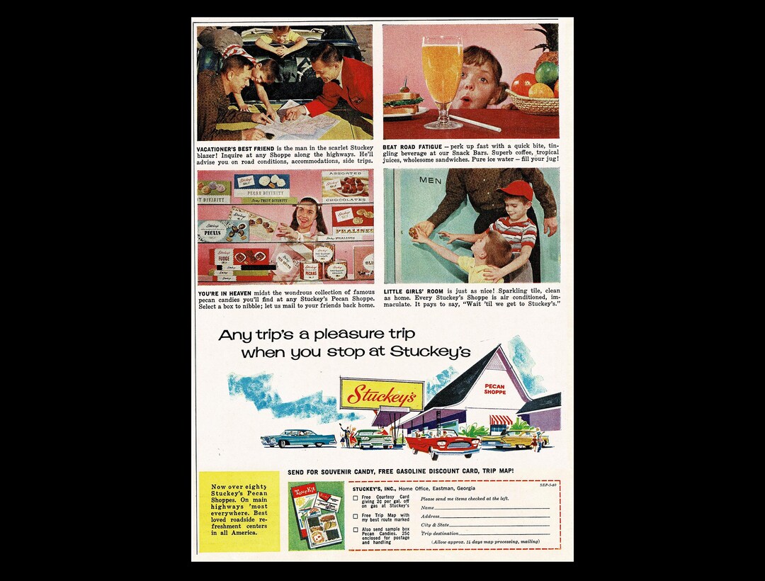 1960 Stuckey's Roadside Store Magazine Ad: Souvenir Shop Pecan Rest ...