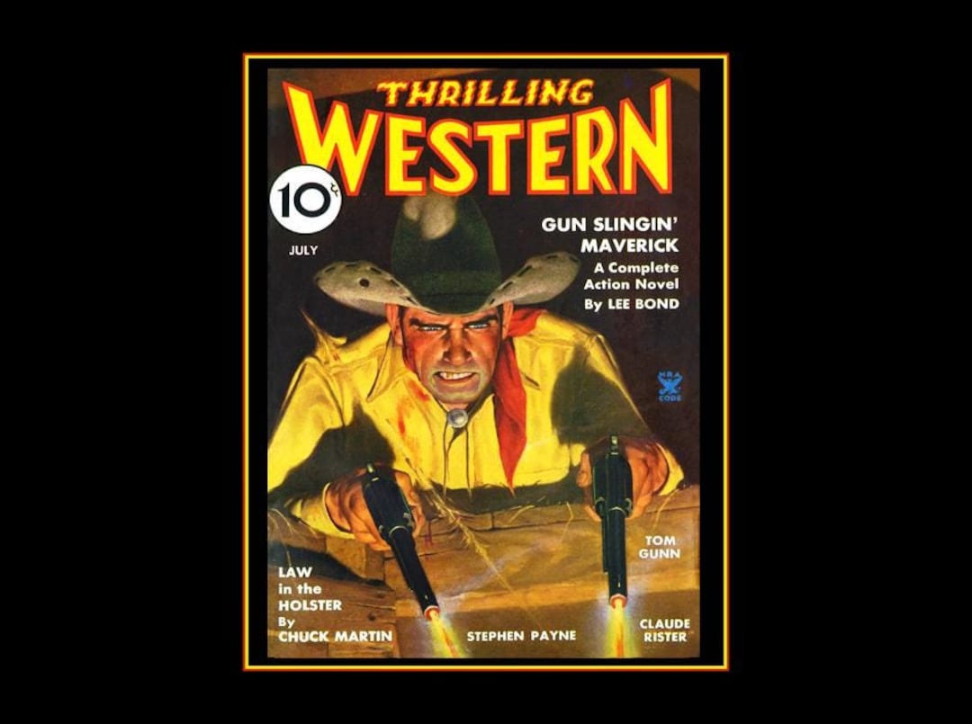 1940s Thrilling Western Pulp Magazine Cover Poster Print - Retro Pulp ...